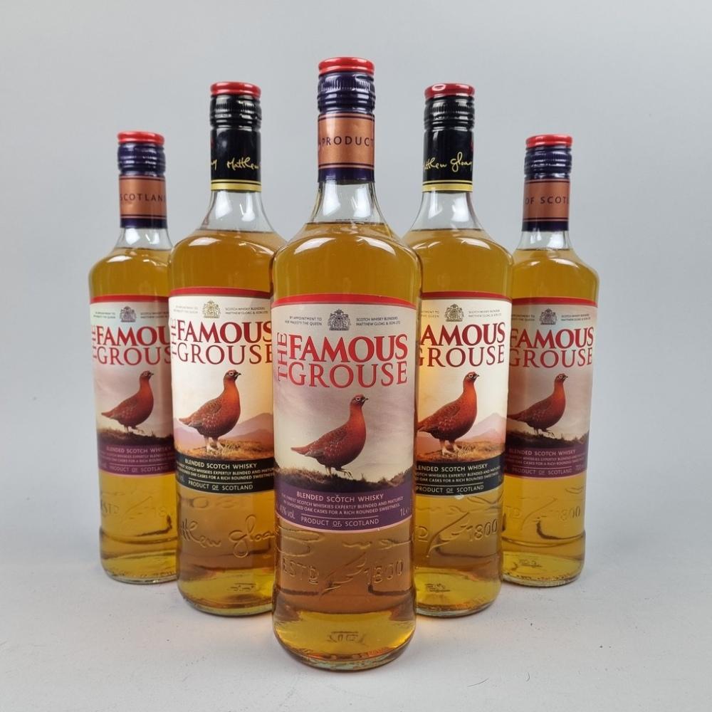 5 Bottles Famous Grouse Blended Scotch Whisky to include: 3 x 1 Litre ...
