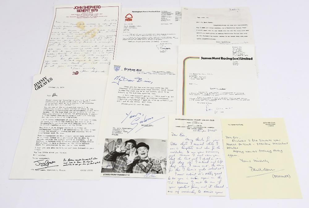Signed letters sent to Eric Morecambe, including from Matt Busby ...