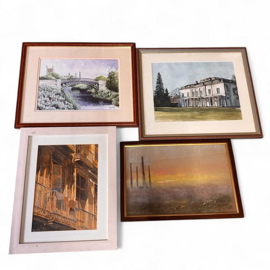 Four local interest original art works. The Iron Bridge by Robin Page ...