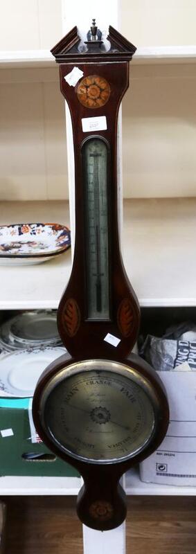 A George III mahogany banjo wall barometer by B. Parr of Halifax ...