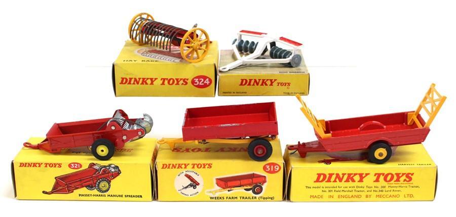 Dinky: A collection of five boxed Dinky Toys Farm vehicles to comprise ...