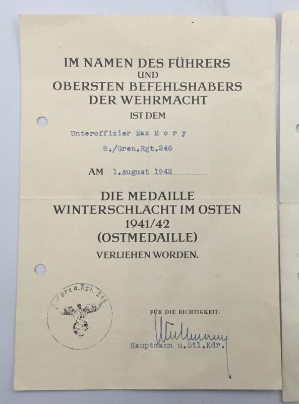 A small collection of original WW2 era German award certificates ...