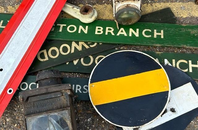 A large collection of British Railway items interest, wooden signs ...