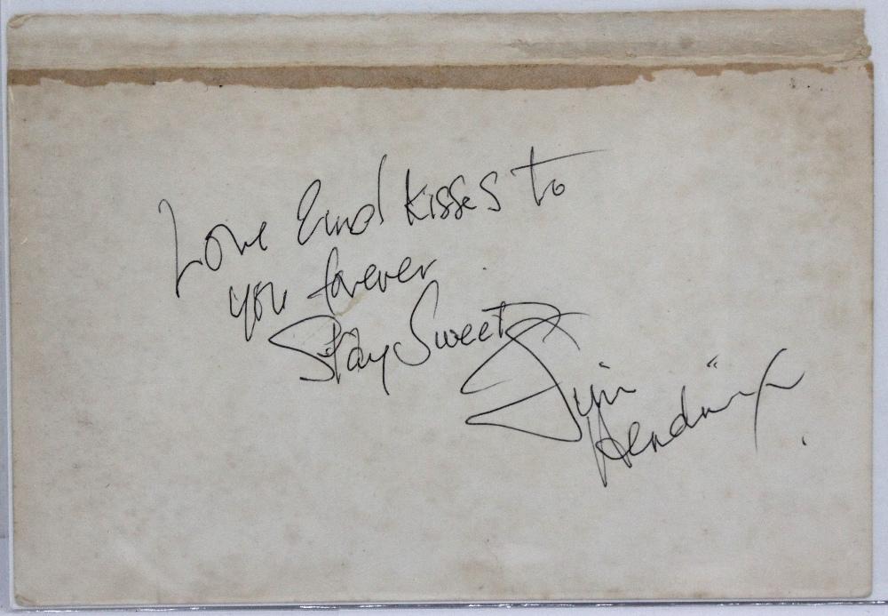 JIMI HENDRIX - Genuine signed card - `Love and Kisses to you forever, Stay Sweet, Jimi Hendrix ...
