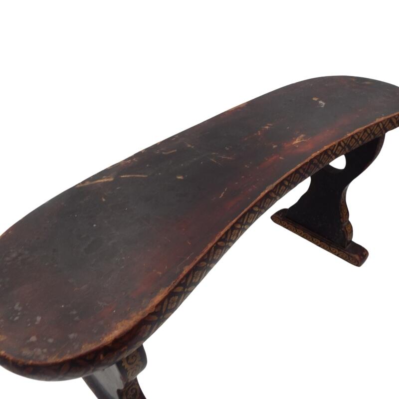 A Japanese black lacquer elbow rest/arm rest, Meiji period, gilt ...