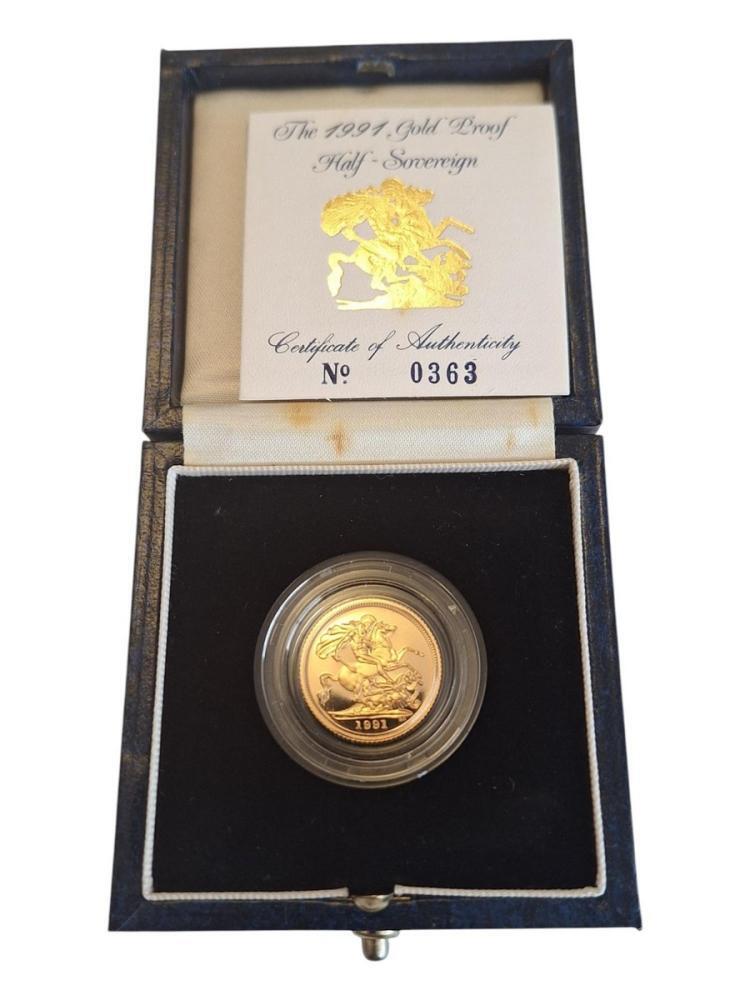 An Elizabeth II 1991 boxed proof half sovereign