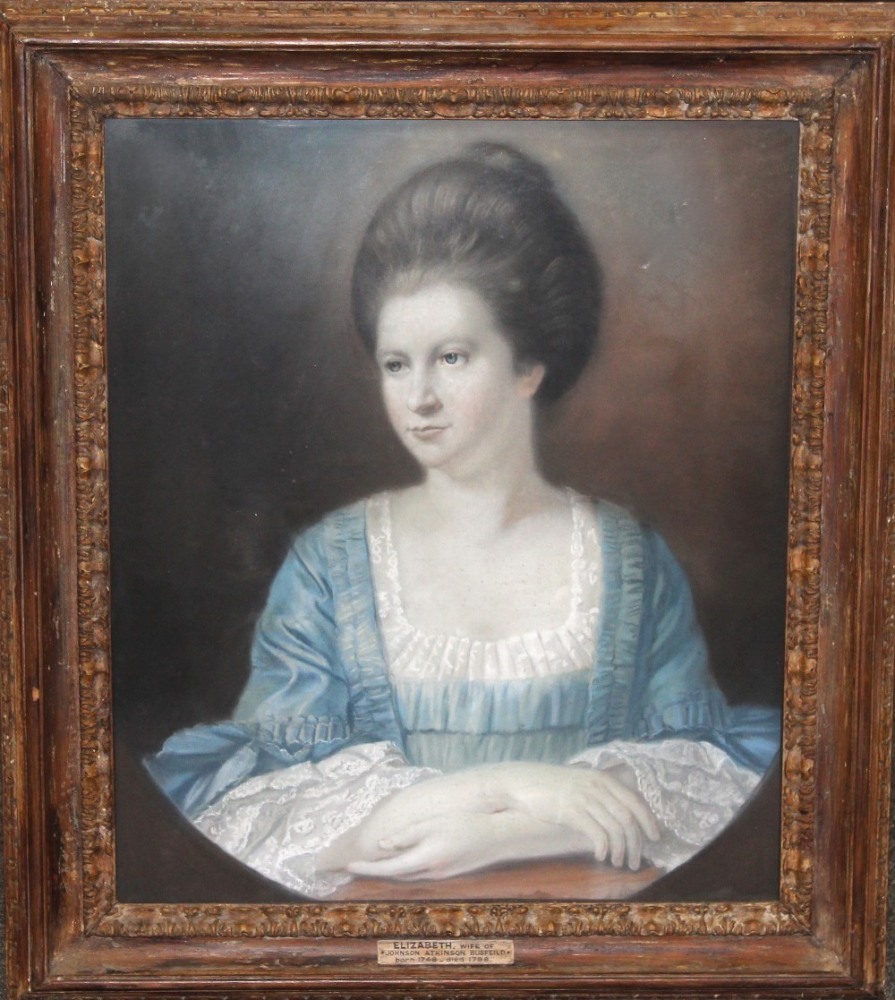 19th Century English School. Half-length portrait of Elizabeth Busfield ...