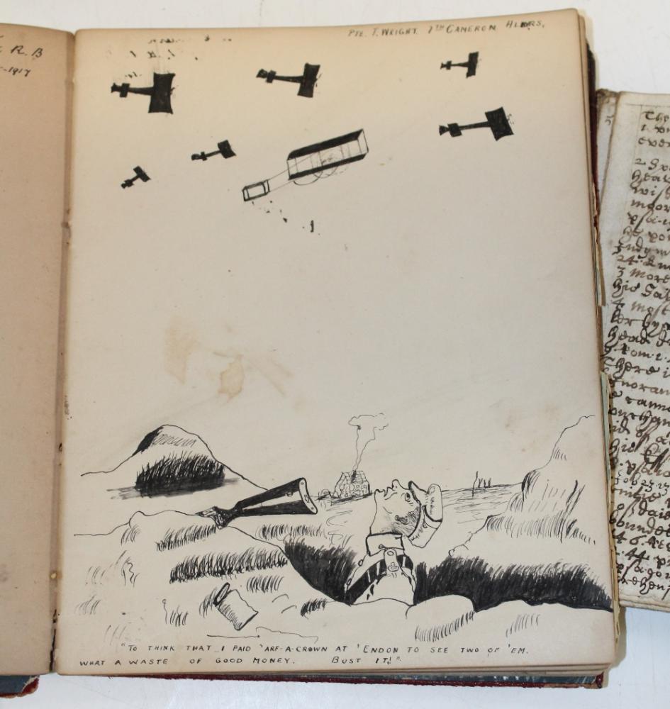 A small vellum bound 17th century journal, an early 19th century ...