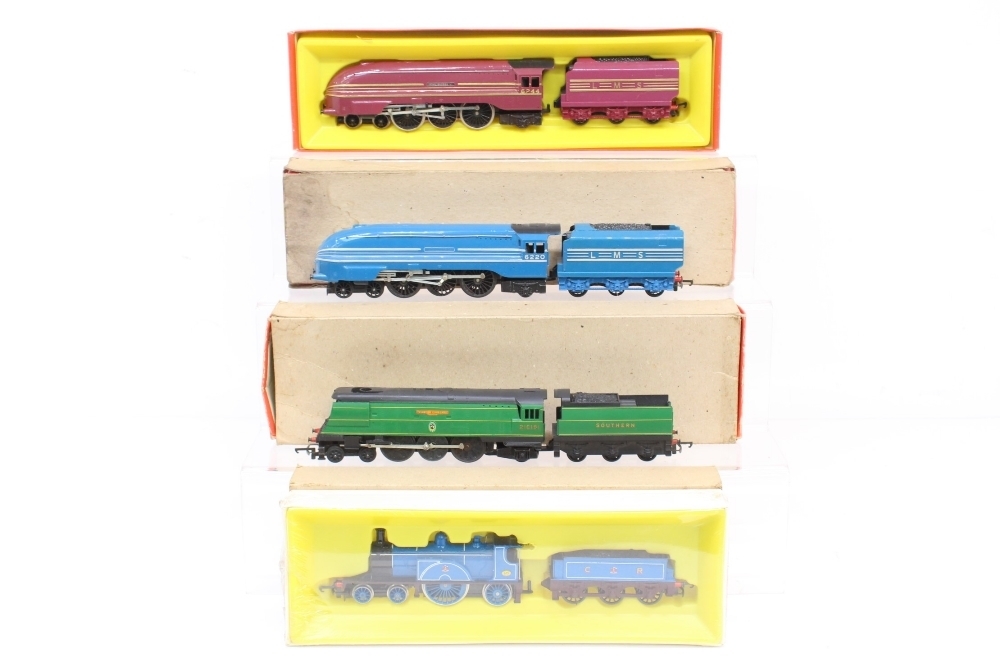 Hornby: A collection of four boxed Hornby Railways, OO Gauge, locomotives and tender to comprise ...
