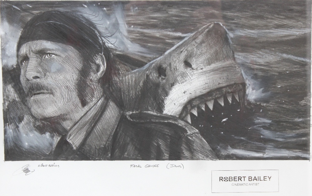 Robert Bailey (20th century); Fatal Grudge (Jaws); pencil drawing of ...
