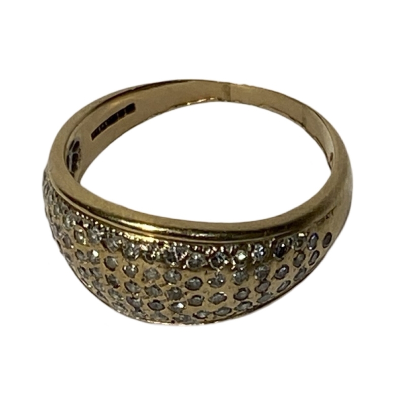 Three 9ct rings to include. A 9ct and diamond chip ring Size S A 9ct ...