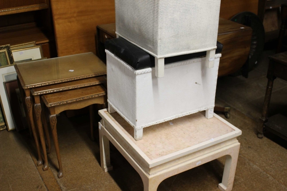 2 x LLoyd loom storage box stools 1 x cream low level side table & 1 x ...