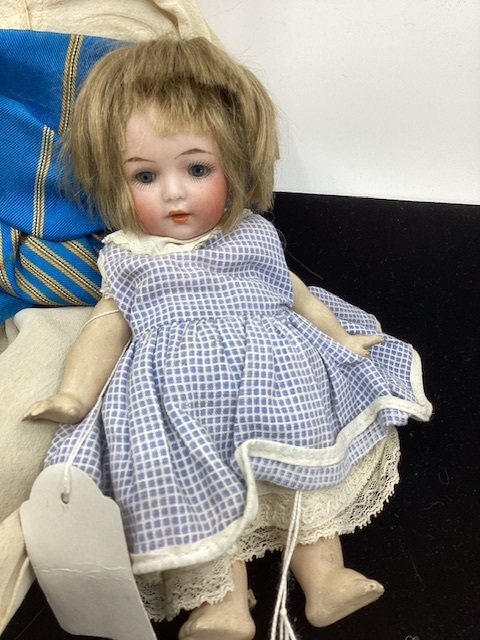 Antique small 8” straight leg slant hip toddler bisque head German doll ...