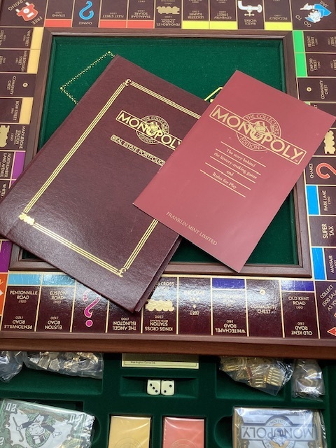 Monopoly Luxury Game in wooden case with all pieces in brass cards and ...