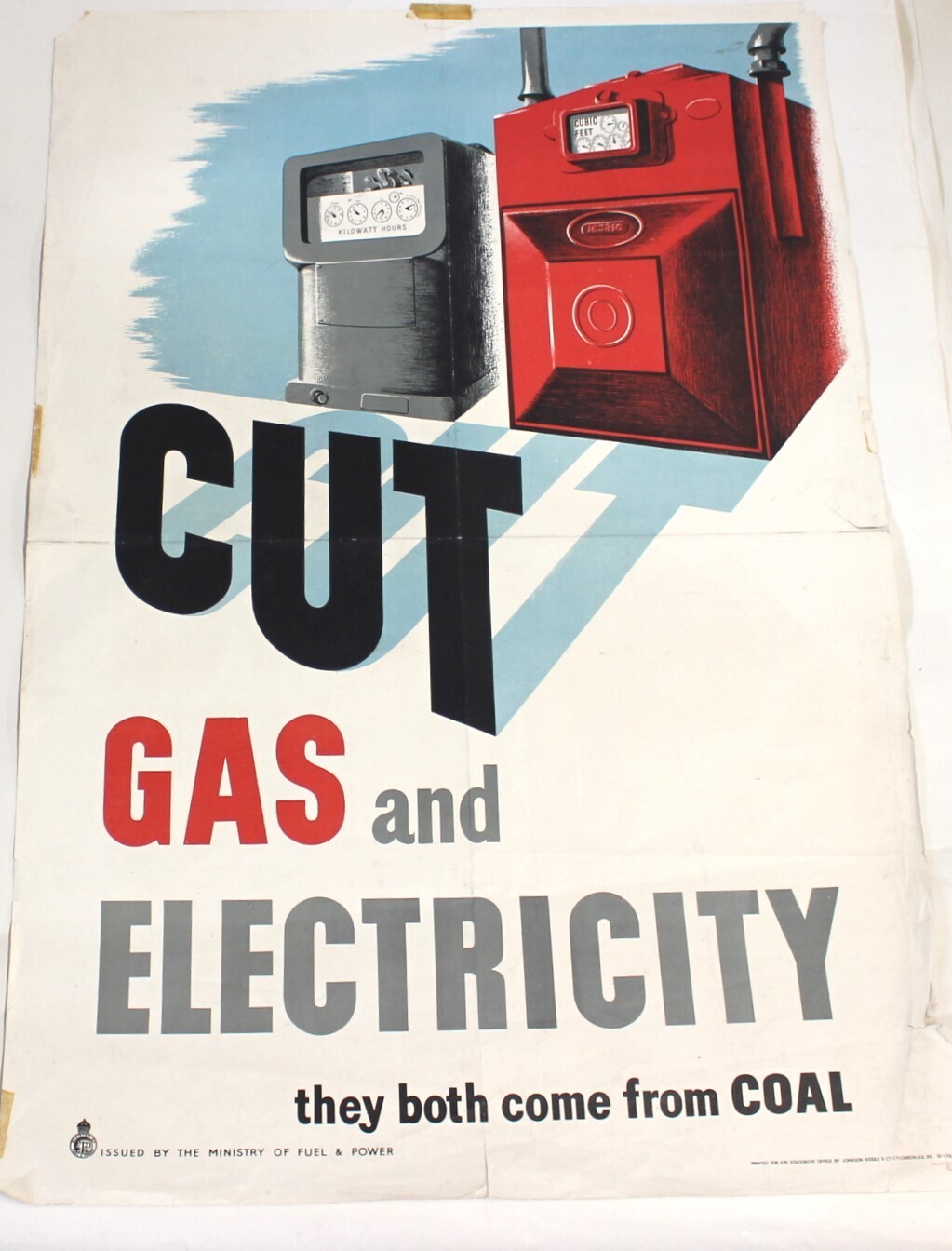 1 x Original WW2 Ministry PosterMinistry of Fuel & Power. Cut Gas and ...