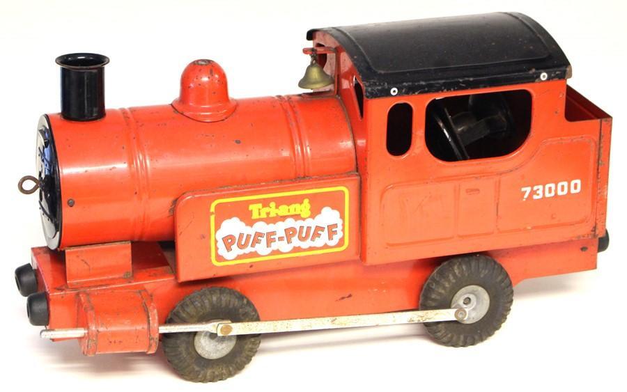 Triang: An unboxed Triang Puff-Puff train, red livery, slight paint ...