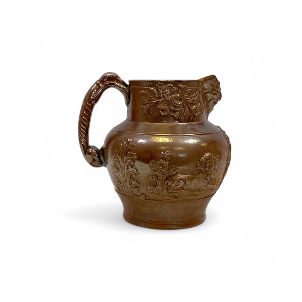 A 19th century salt glazed jug, commemorating the birth of Edward VII ...