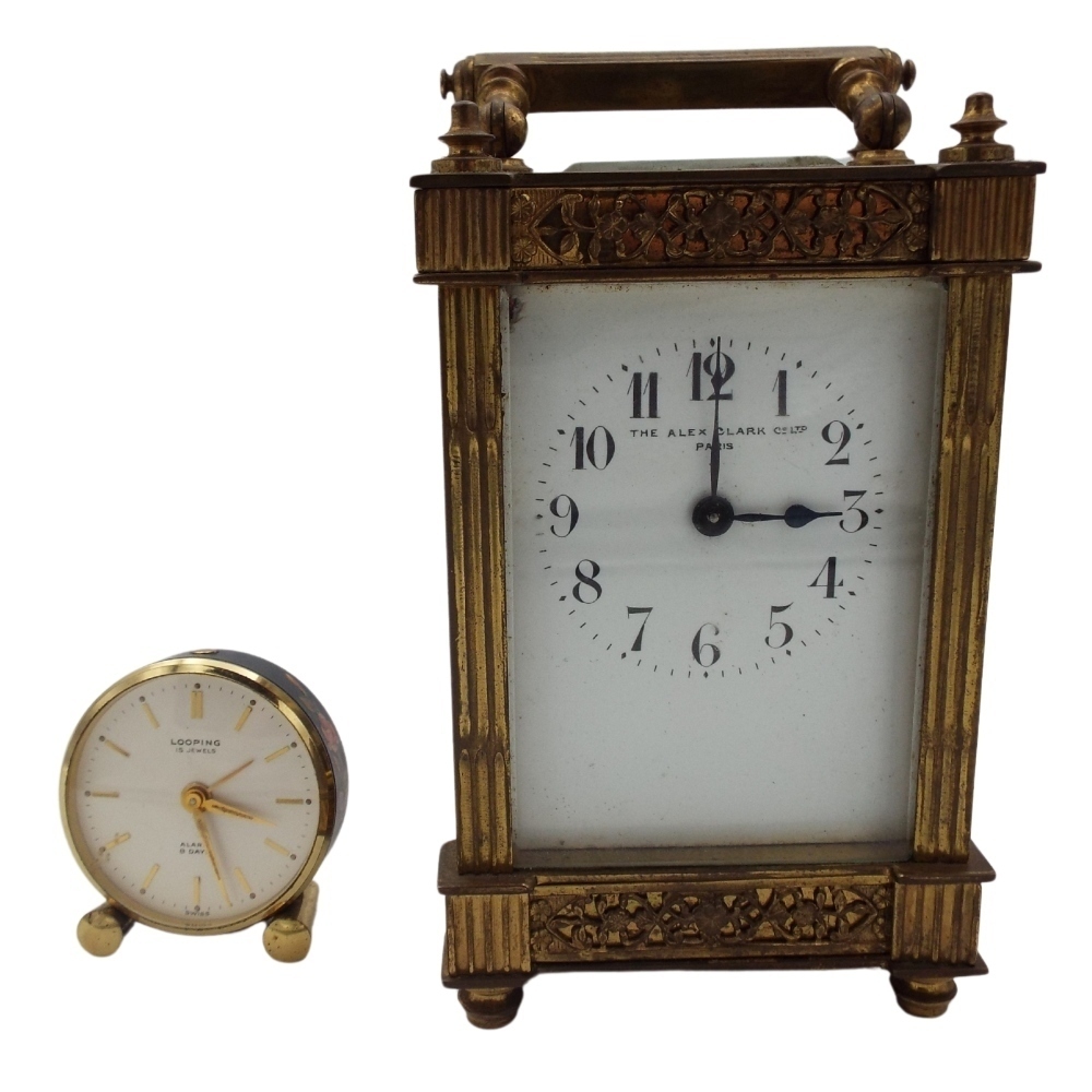 A French brass carriage clock by the The Alex Clark Co Ltd Paris circa ...