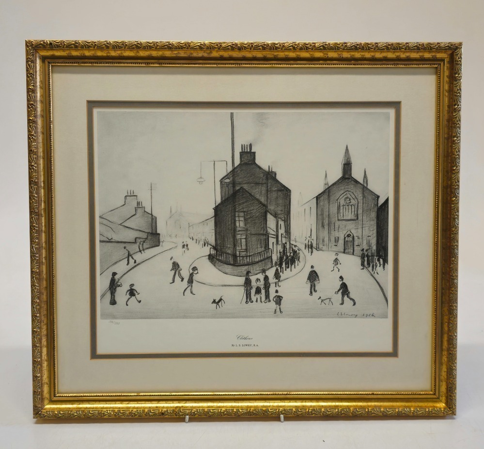 After L S Lowry R.A Clitheroe. A limited edition print. Numbered in ...