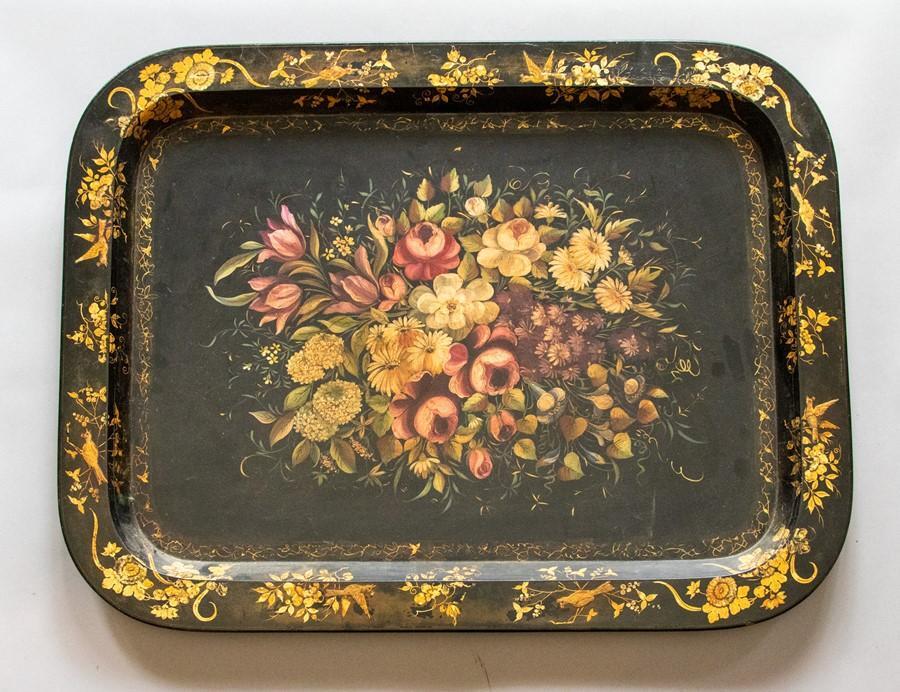 A mid 19th Century papier mache drinks tray, circa 1860, in the manner ...