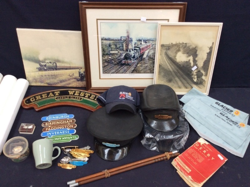 A collection of steam engine ephemera to include engine drivers peaked ...