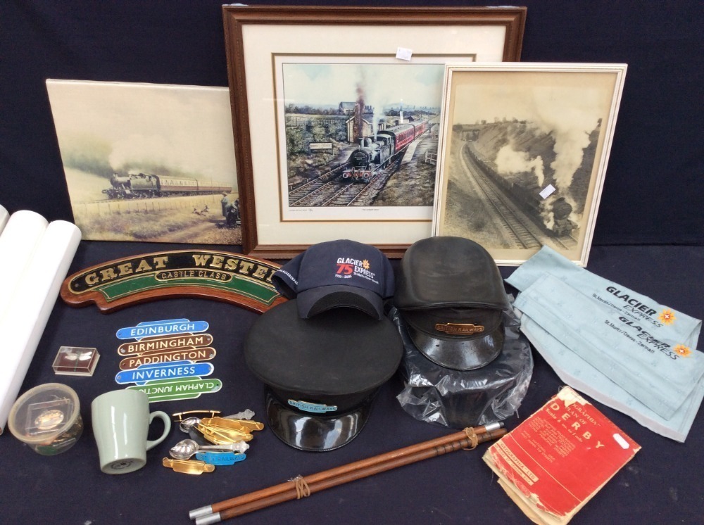A collection of steam engine ephemera to include engine drivers peaked ...