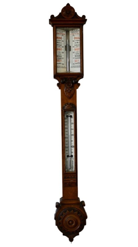 Victorian Oak Mercury Stick Barometer