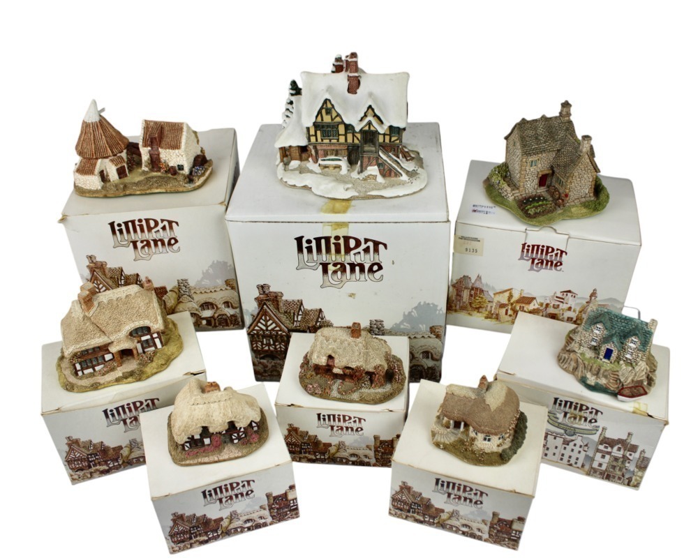 Eight Lilliput Lane models - David Tate MBE.
