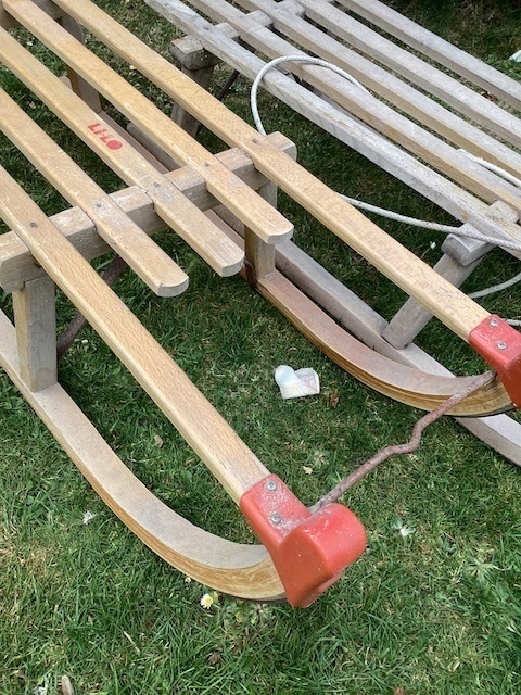 Vintage Pair of traditional classic wooden sledges with runners-great ...