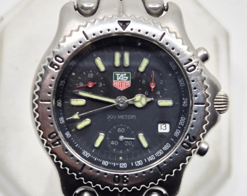 A Tag Heuer unisex stainless steel quartz chronograph bracelet watch ...