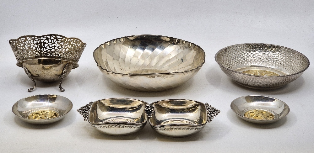 A collection of Greek sterling silver table ware, to include; a twin ...