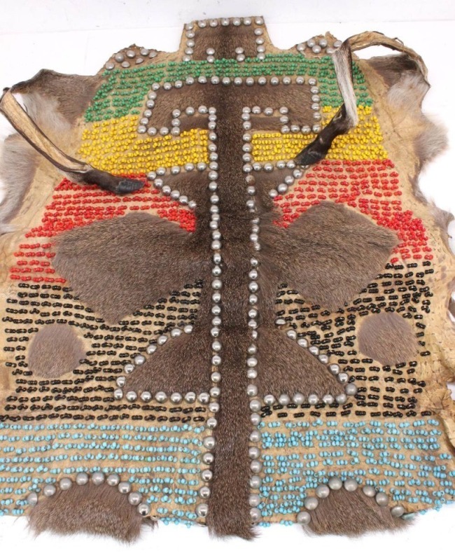 A 1980s Zulu male's rear (buttocks) covering made of calf-skin, approx ...