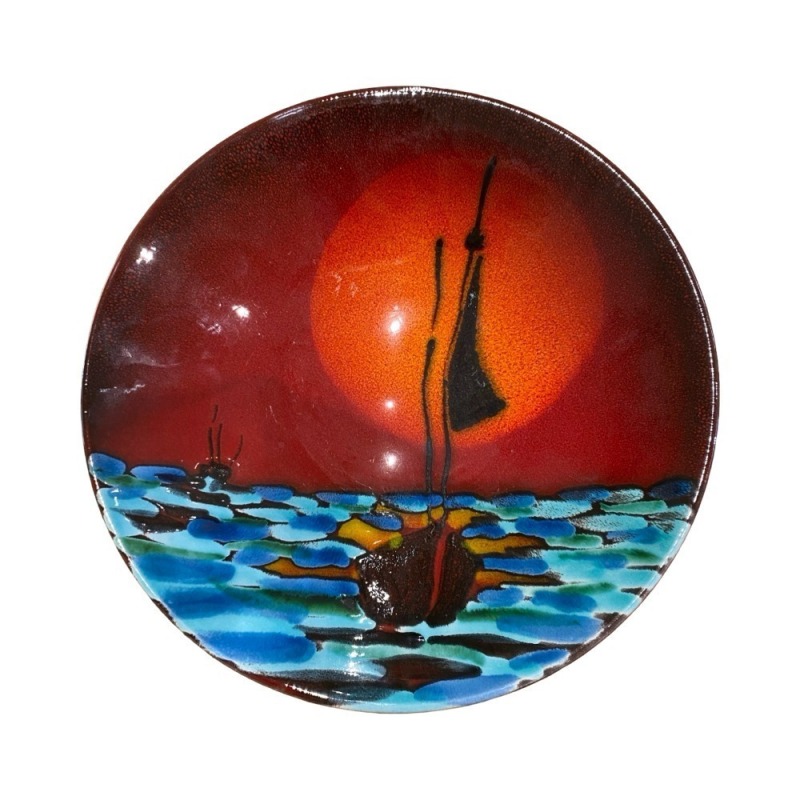 Two mid-century Poole pottery hand-painted wall hanging plates by ...