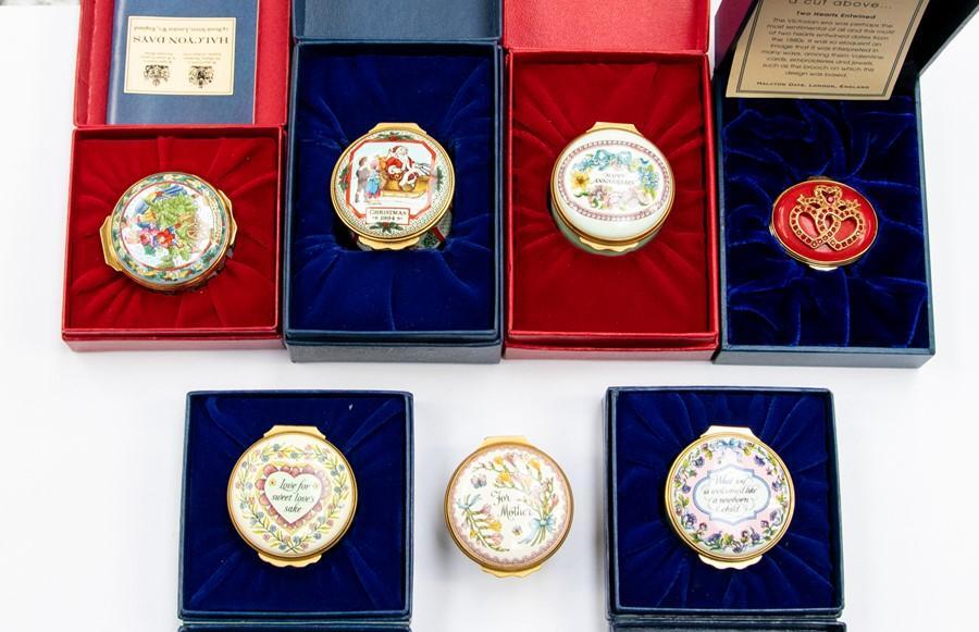 Halcyon Days Enamels: A group of seven various 20th Century enamel ...