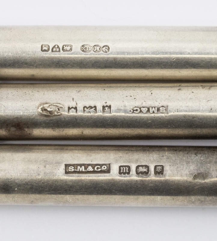 A collection of three Edwardian / George V silver Sampson Mordan ...