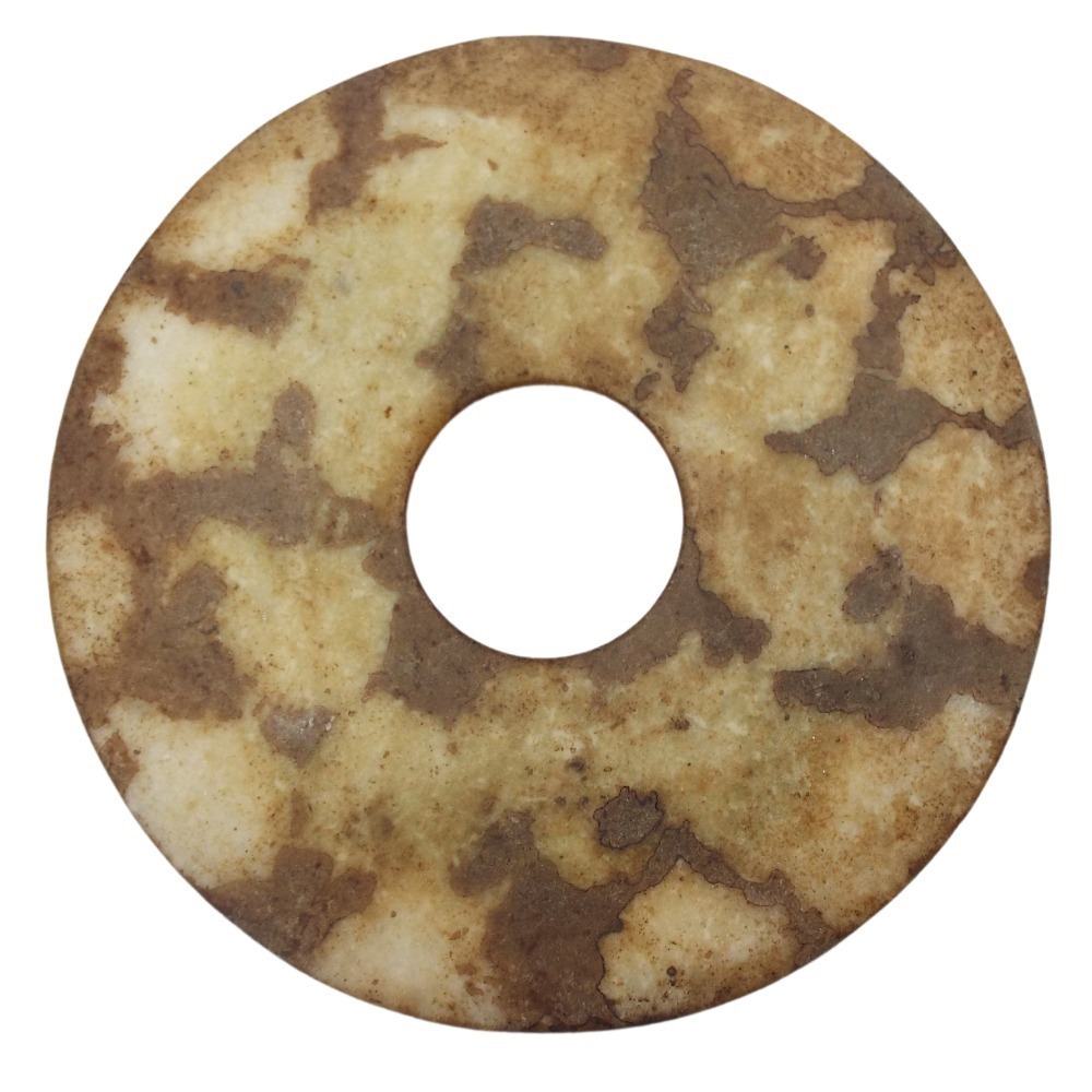 A Chinese russet jade bi disc, diameter 12cm.