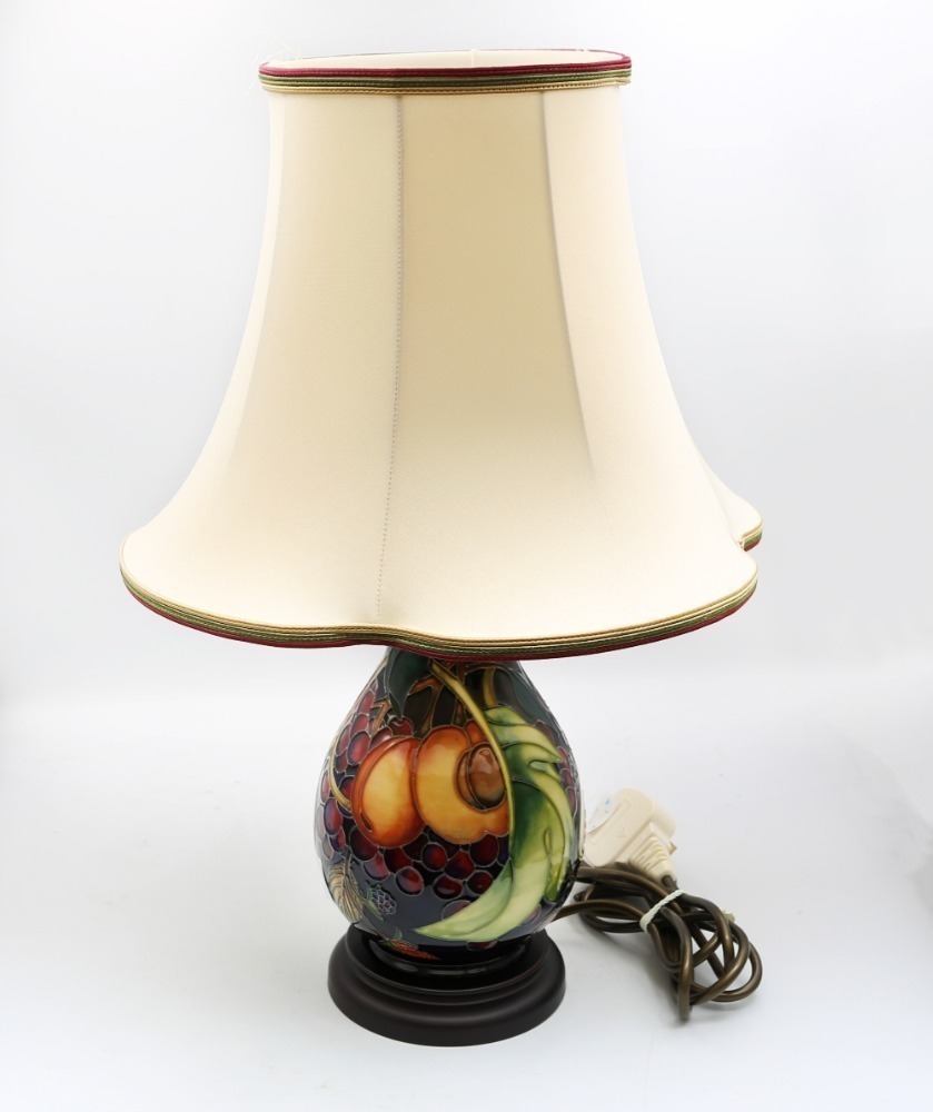 A Moorcroft lamp in the Queens Choice design by Emma Bossons, in good ...