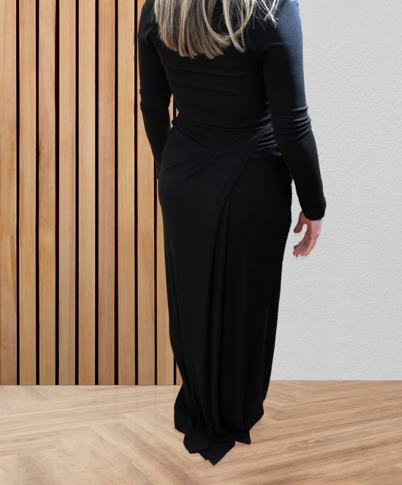 A black evening dress in moss crepe by Vivienne Westwood from the late ...