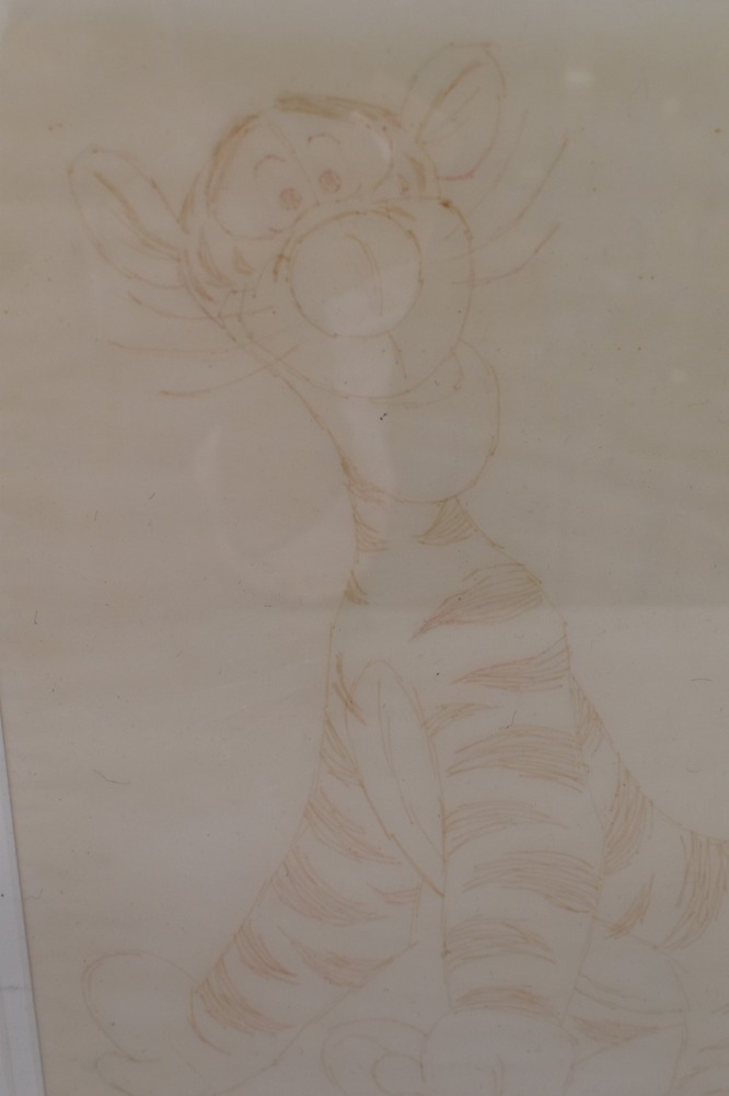 A sketch of Disney's Tigger by Mike Royer, on original cartoonist paper ...