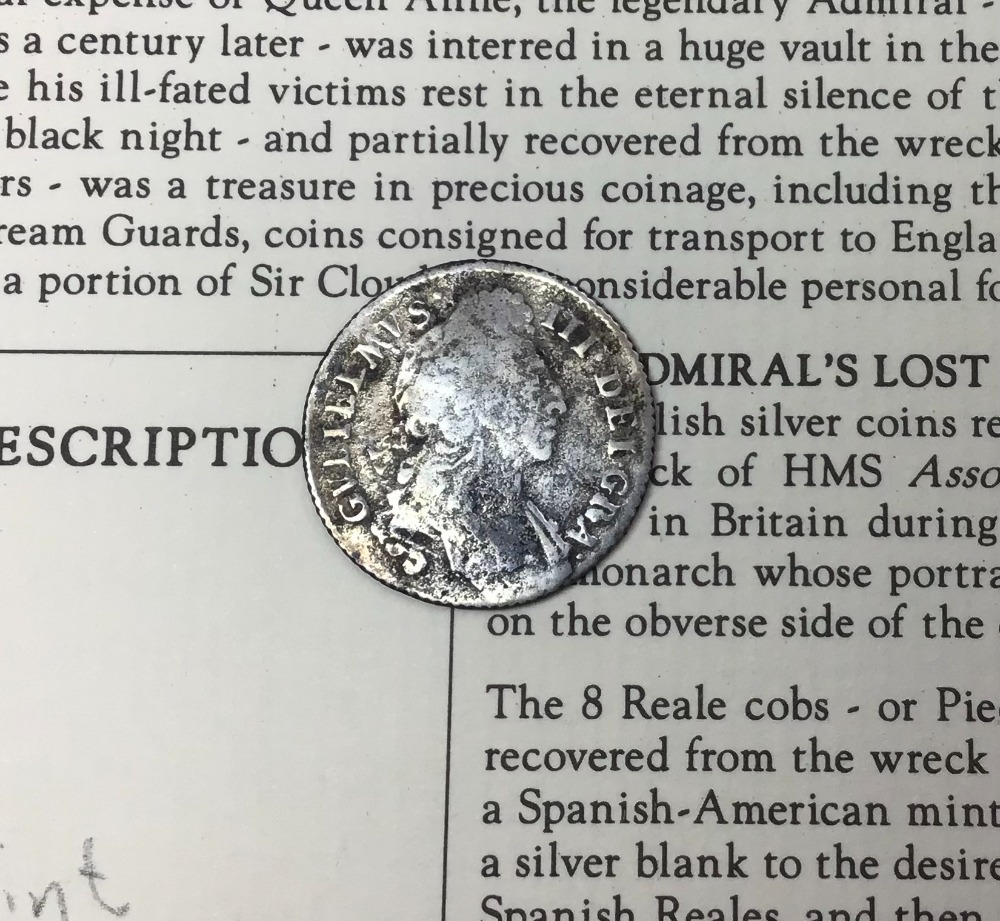 ‘Association’ Ship Wreck Coin of a William III 1696 Shilling, with ...