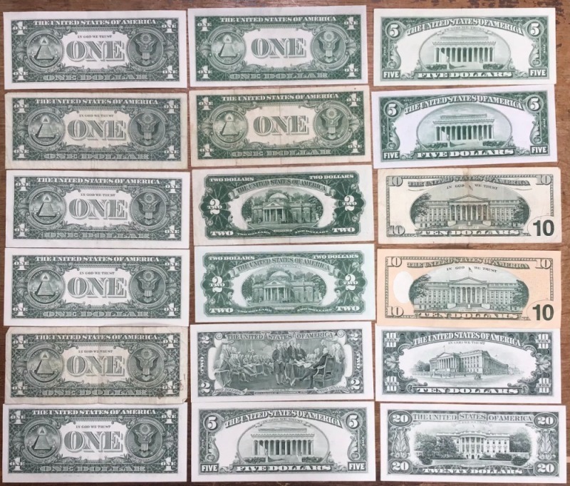 Collection of American Banknotes, including 2 x Series 1935 $1, Series ...