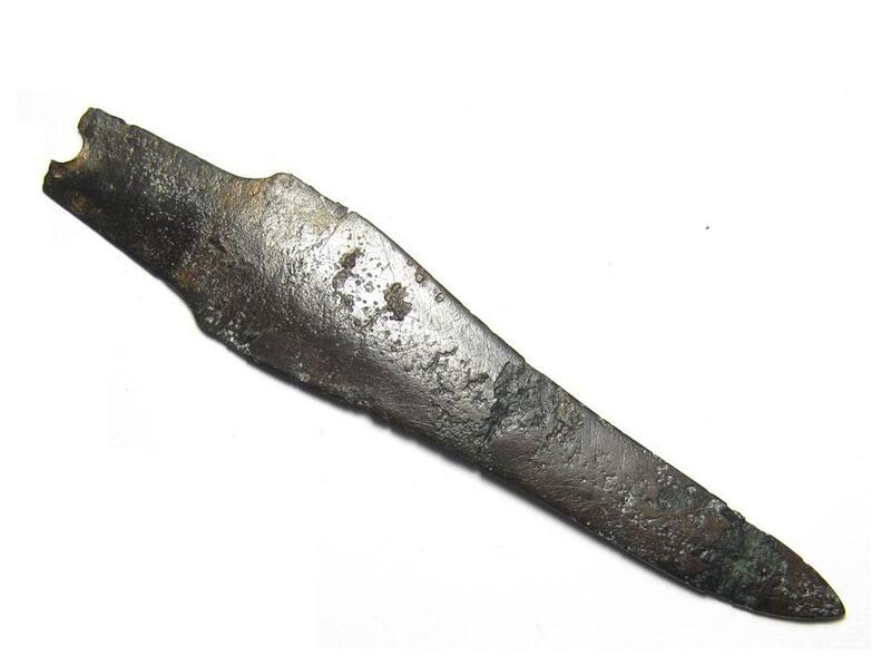 Bronze Age Dirk. Circa, 1400 - 1100 BC. Bronze, 13.21 grams. 101.13 mm ...