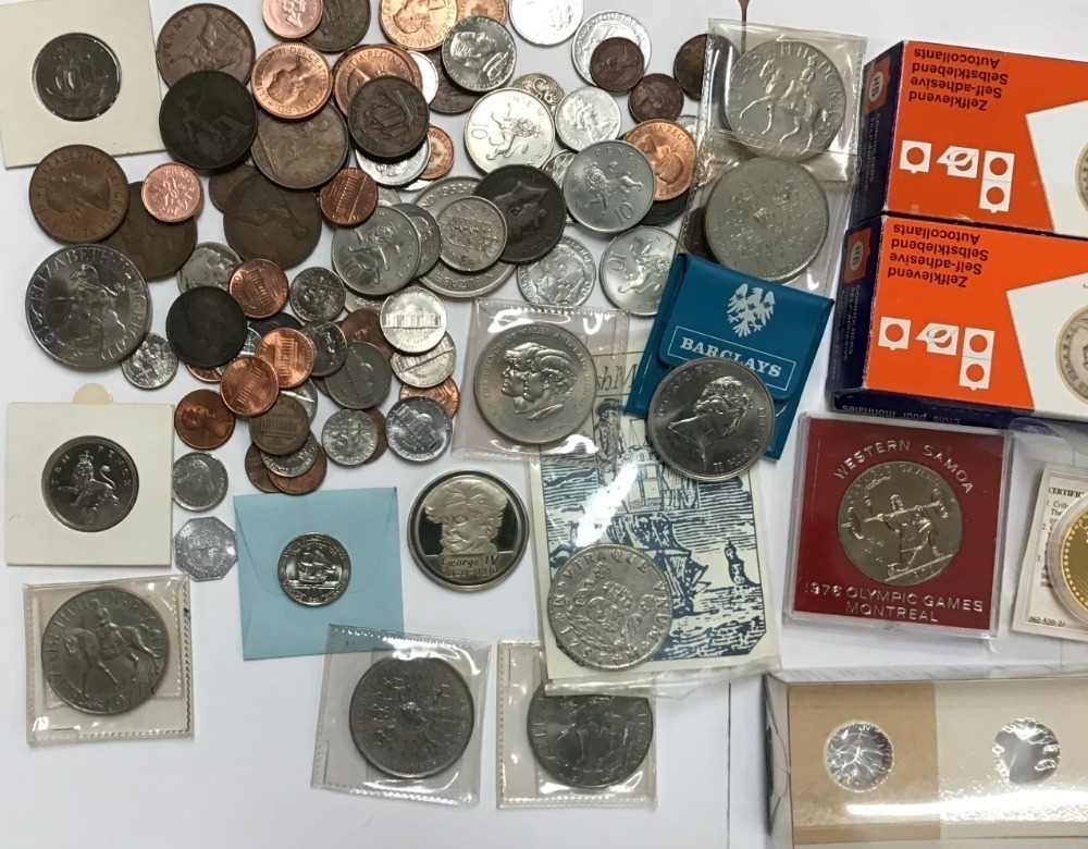 Collection of British and World Coins with boxes of different sized ...