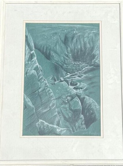 Victor Bramley (1933-2014). Zennor Head 1965. Conte pastel on paper ...