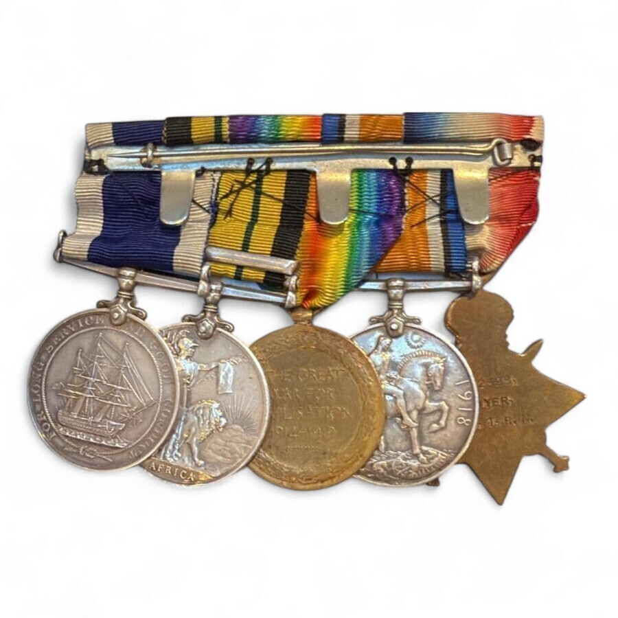 Royal Navy mounted medal group named for G.Wyer to include: 1914-15 ...