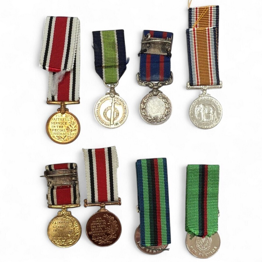 A collection of eight miniature Police medals to include three Special ...