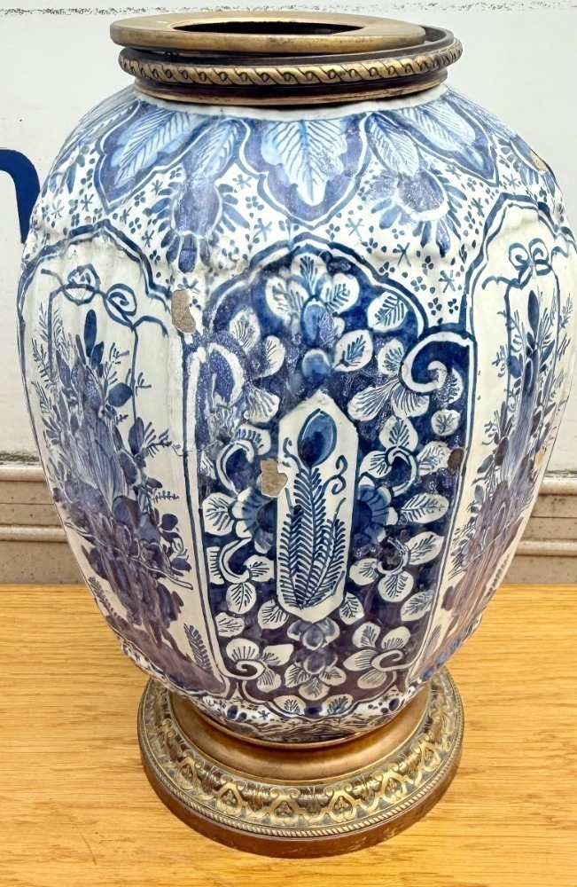 An 18th cent Dutch gilt metal mounted vase