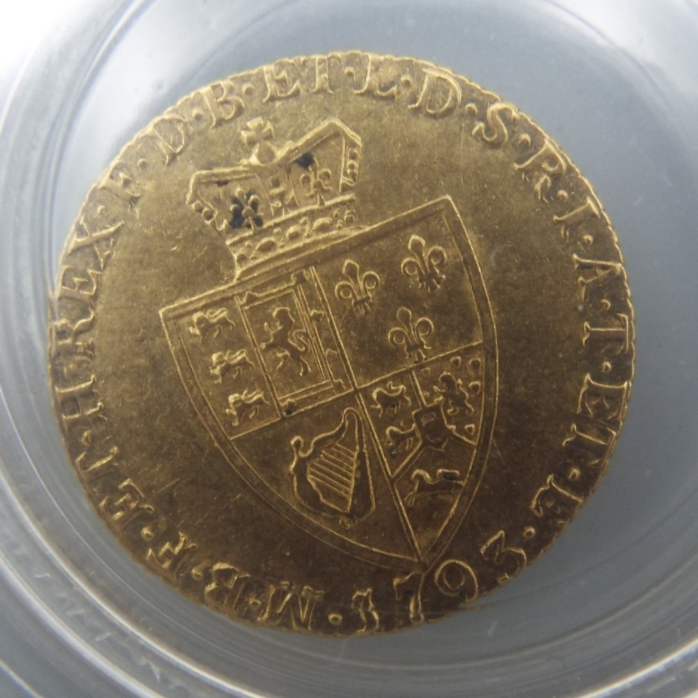 George III 1793 Gold Guinea the reverse with Spade Shield design ...