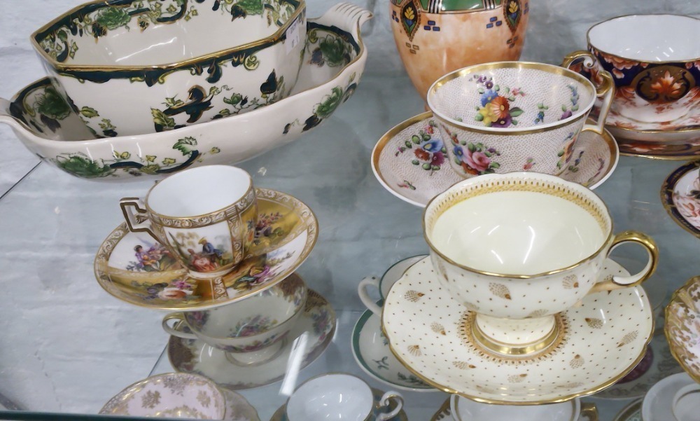 A collection of bone China tea wares including Royal Crown Derby