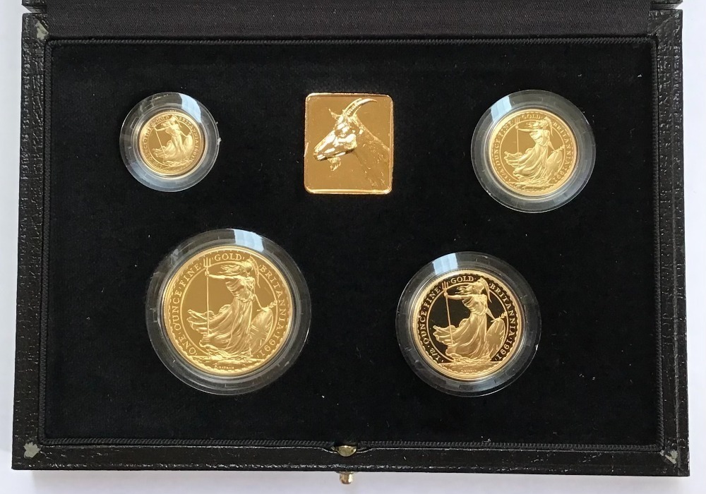Royal Mint 1991 Gold Proof Britannia of 1oz, 1/2oz, 1/4oz & 1/10oz ...